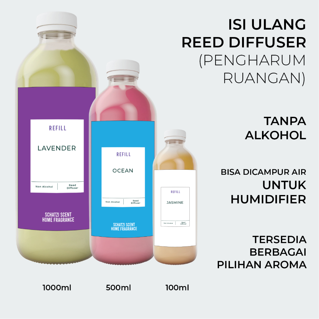 Jual Reed Diffuser Refill / Isi Ulang Reed Diffuser Tanpa Alkohol 60ml ...