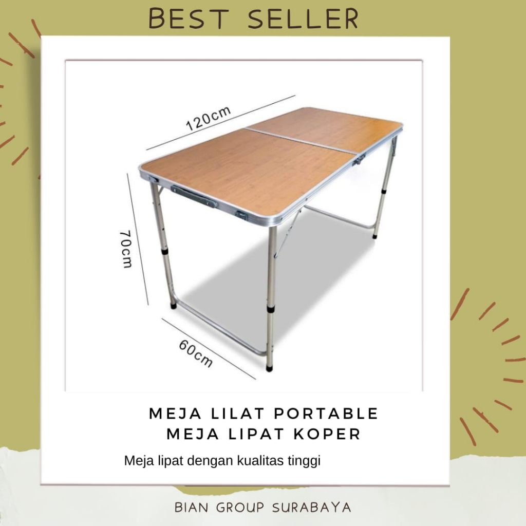 Jual Meja Lipat Koper Hpl Meja Serbaguna Meja Lipat Portable Meja Kaki Bulat | Shopee Indonesia