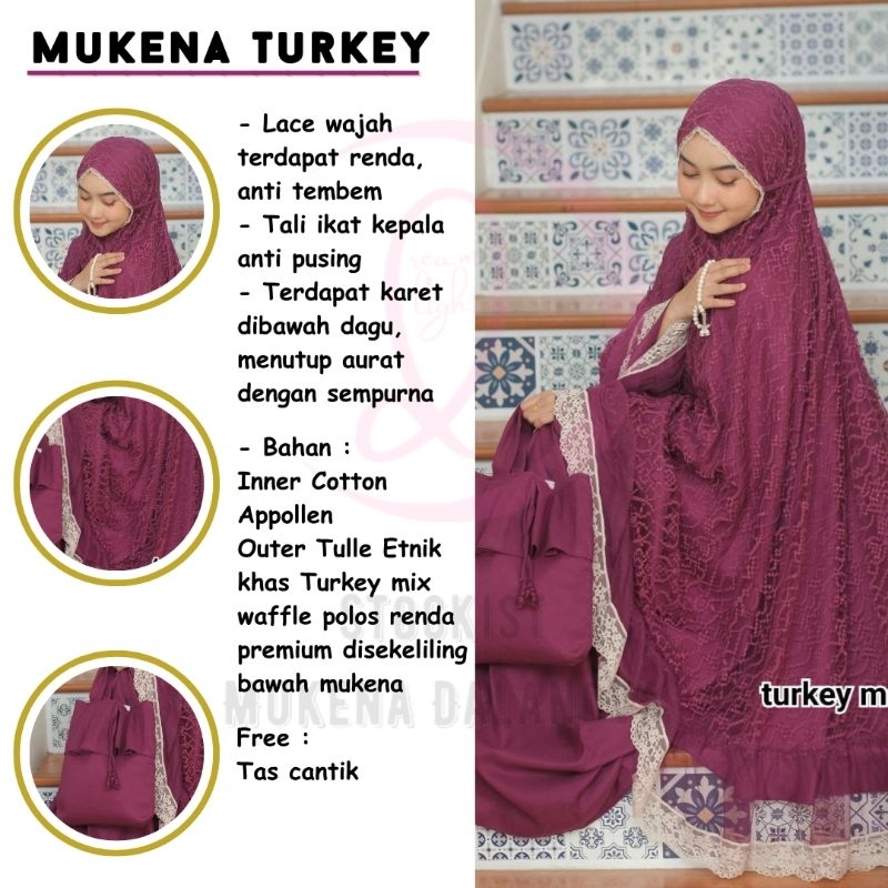 Jual Mukena Turkey Dalanova Part 1 Size Dewasa Jumbo Bahan Apollen ...
