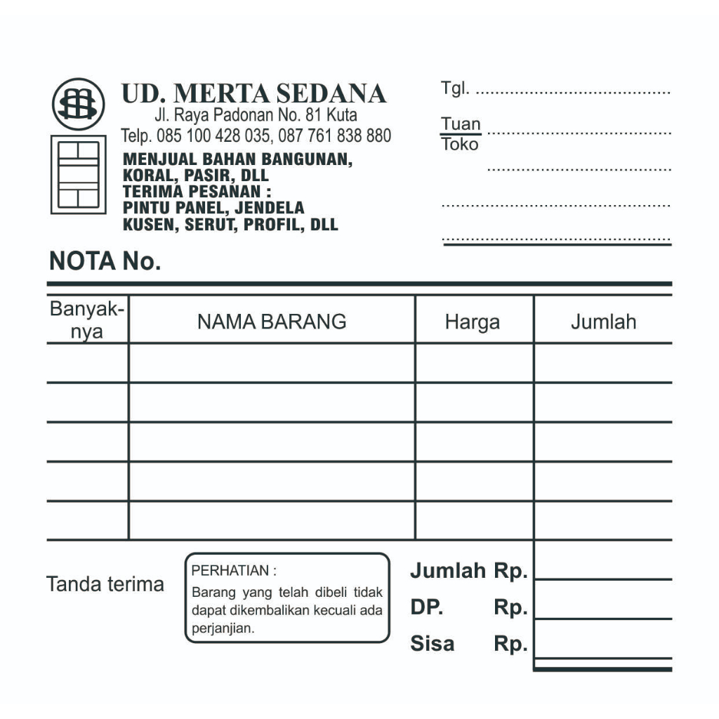 Jual NOTA FAKTUR KWITANSI USAHA TOKO LAUNDRY CUSTOM | Shopee Indonesia