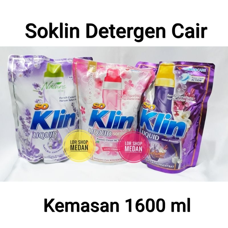 Jual SOKLIN Detergen Cair So Klin Liquid 1600 ml | Shopee Indonesia
