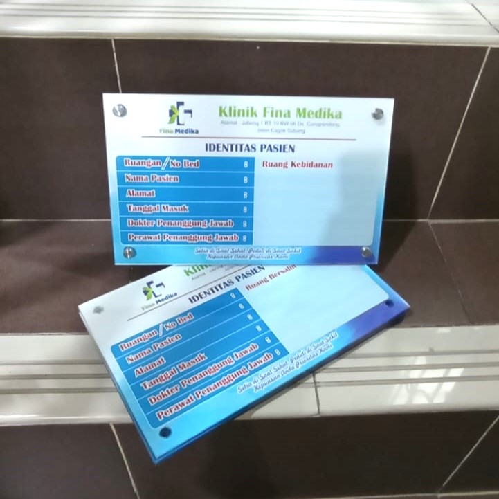Jual Papan Identitas Bed Pasien, Identitas Pasien, Akrilik Identitas ...