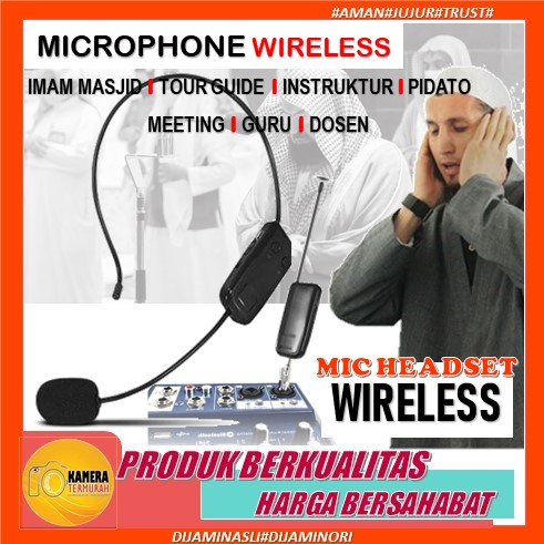 Jual Mikrofon Mic Microphone Wireless Bando UHF 2.4G Untuk Presentasi Tur Imam Masjid Musholla ...