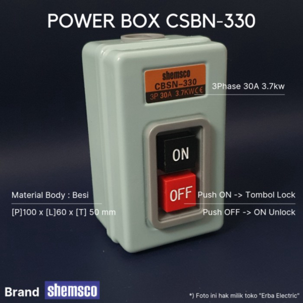 Jual Power Push Button Switch CBSN-330 30A 500v 3.7KW 3 Phase CBSN330 ...