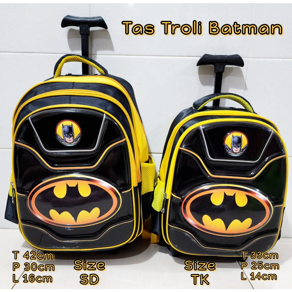 Jual Tas Sekolah Troli Anak TK Paud Playgroup Model Timbul 3D Gambar Superhero Tas Koper Dorong ...