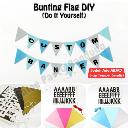 Jual Banner Custom Ulang Tahun Segitiga / Bunting Flag Dengan Huruf ...