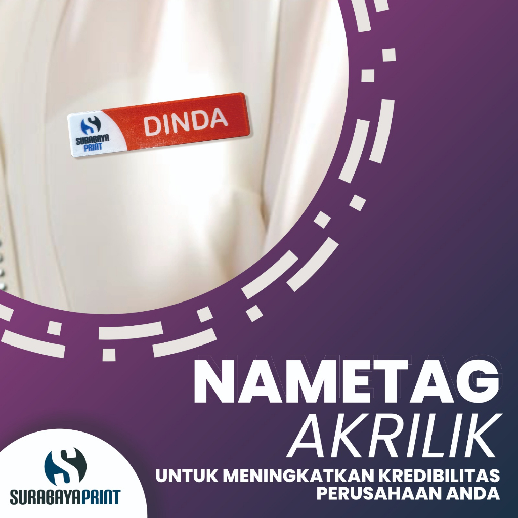 Jual CUSTOM NAMETAG AKRILIK PRINT UV/ PIN CUSTOM NAMA DADA LOGO AKRILIK ...