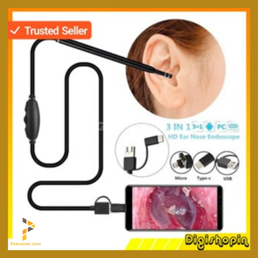 Jual Kamera Pembersih Telinga Endoscope Earpick 3 in 1 Mini Camera HD Visual USB with 6 LED ...