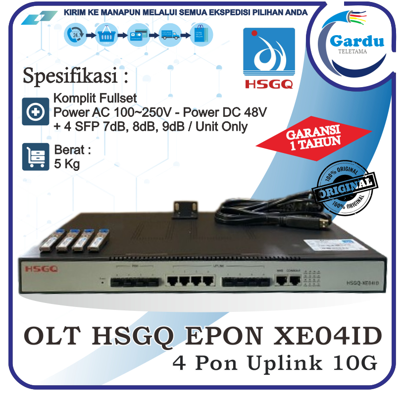 Jual OLT HSGQ 4 PON EPON Tipe XE04ID Uplink 10G Power AC-DC + 4 SFP 7 dB/8 dB/9 dB atau Tanpa ...