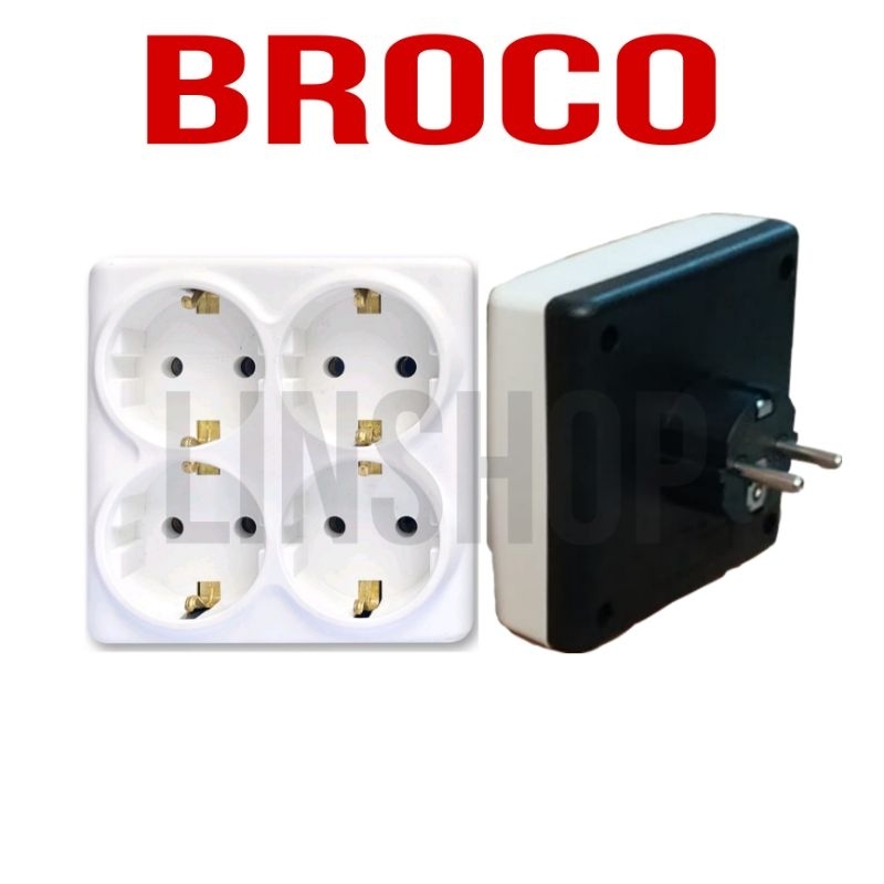 Jual BROCO STOPKONTAK 4 in 1 + STEKER 13840 / FOUR WAY ADAPTER BROCO ...