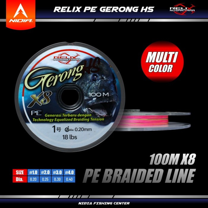 Jual PE GERONG HS X8 100M MULTI RELIX NUSANTARA SENAR BRAID SEMUA ...