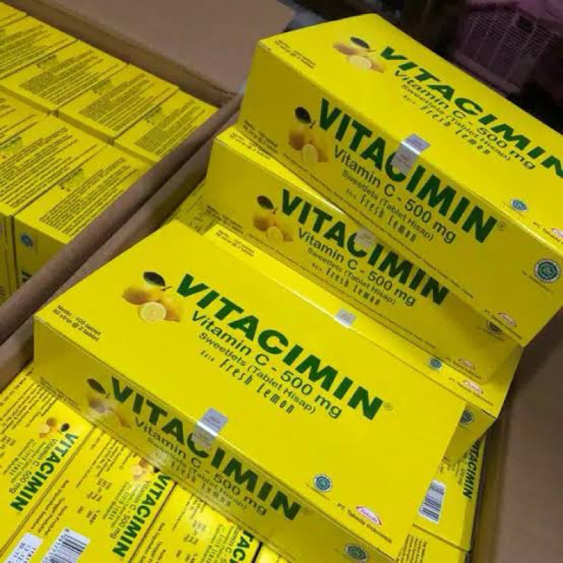 Jual Vitacimin vitamin c tablet hisap 500mg isi 50 strip/100tablet rasa ...