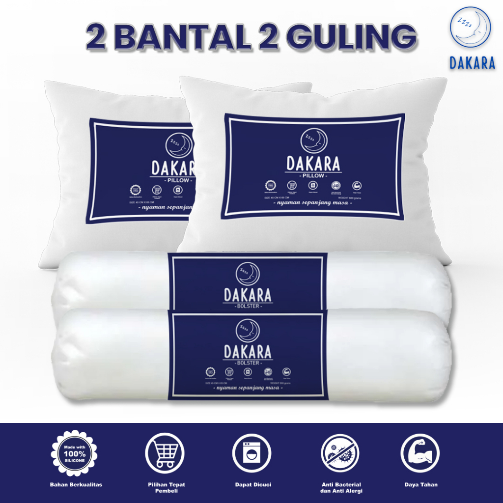 Jual DAKARA OFFICIAL INDONESIA - 2 Bantal 2 Guling PROMO MURAH NYAMAN TIDAK KERAS TIDAK KEMPES ...