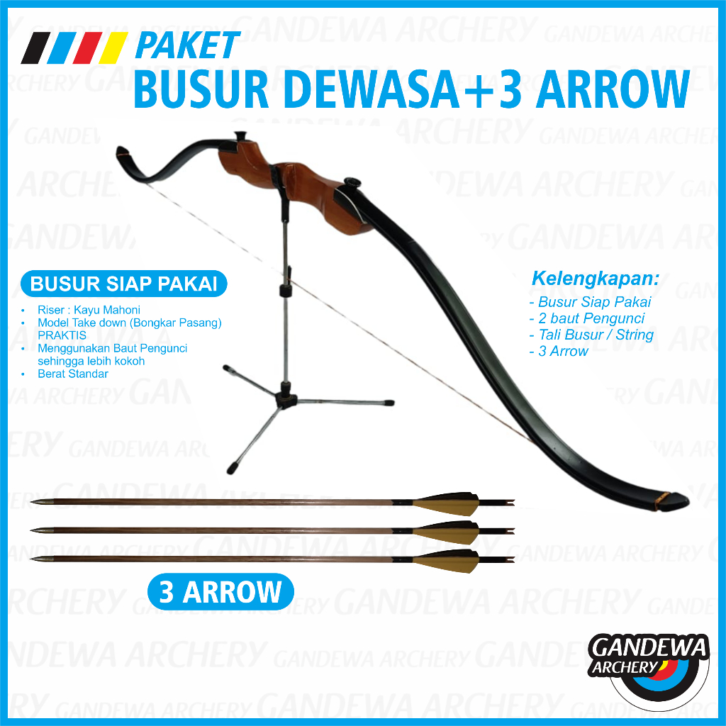 Jual Busur Panah Dewasa + 3 Arrow // Standar Bow | Shopee Indonesia