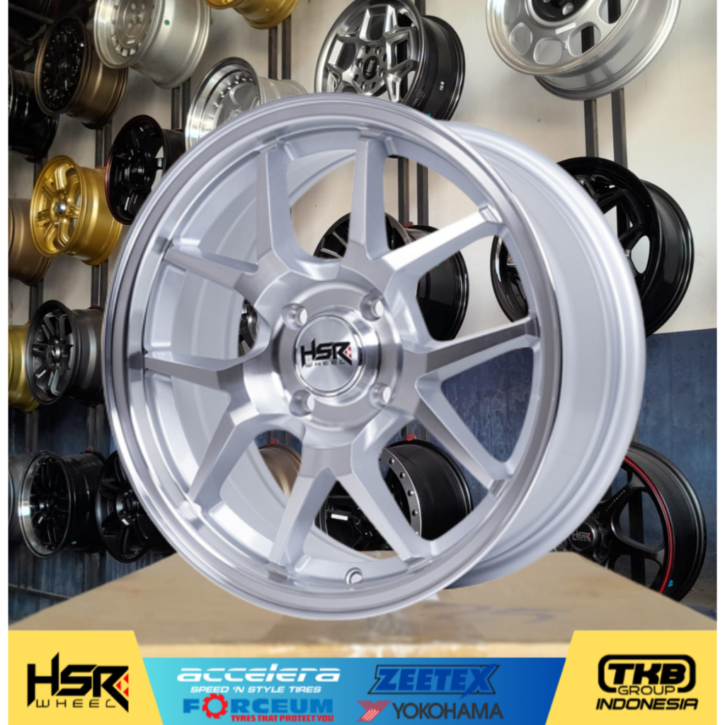 Jual velg mobil murah ring 15 velg hsr r15 tipe hyura baut 4 warna silver cocok untuk brio agya ...