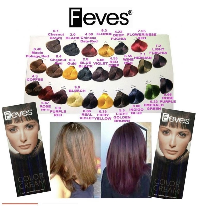 Jual FEVES COLOR CREAM 60ML | FEVES PEWARNA RAMBUT | FEVES SEMIR RAMBUT ...