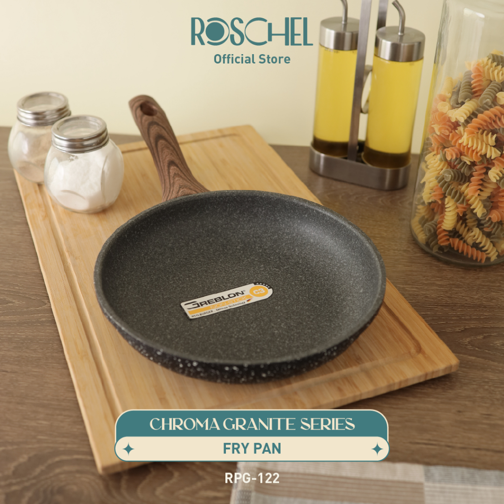 Jual Roschel Chroma Granite Frypan 20 , 22 , 24 cm Non-stick Greblon C3 ...