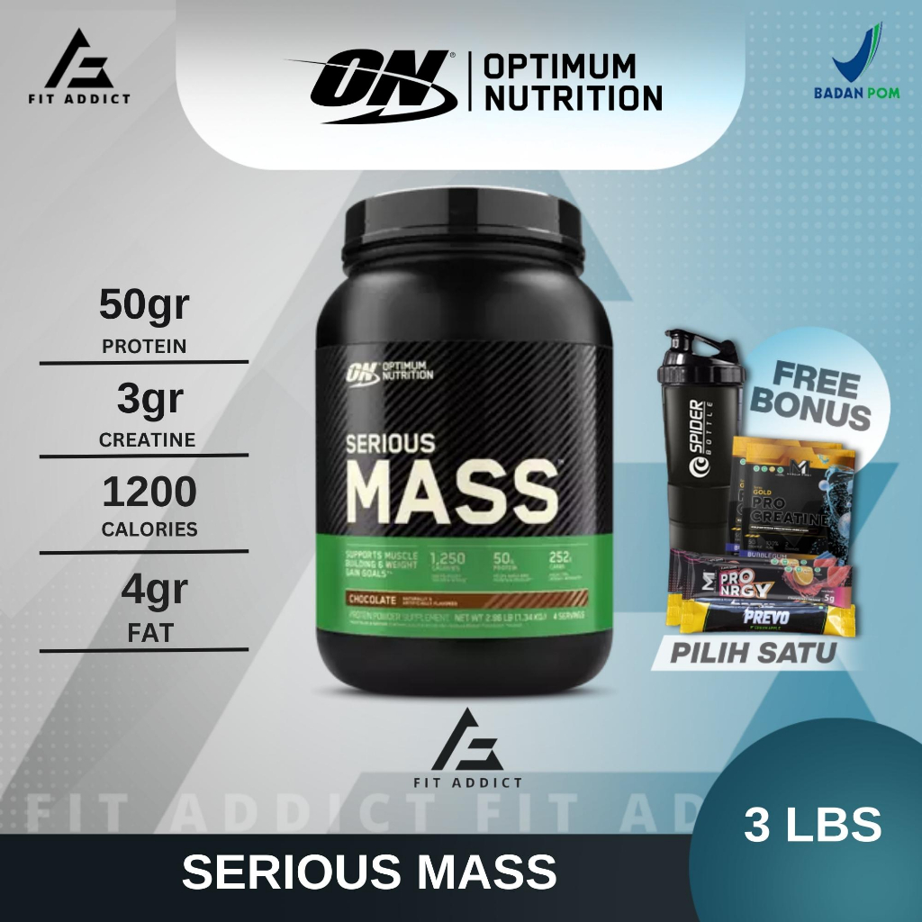 Jual ON SERIOUS MASS SERIOUSMASS 3 LBS LB 3LBS 3LB GAINER OPTIMUM ...