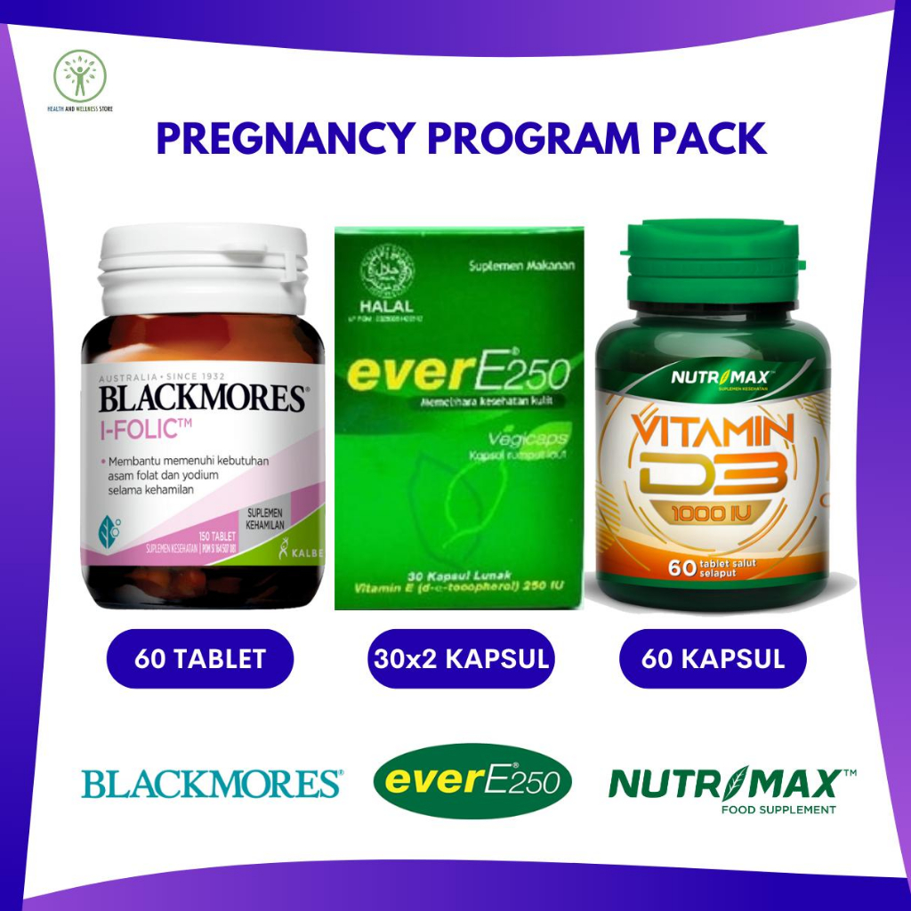Jual Blackmores I Folic 60 Tablet Nutrimax D3 1000 IU 60 Tablet Ever E 30 Tablet 2 Botol Paket ...