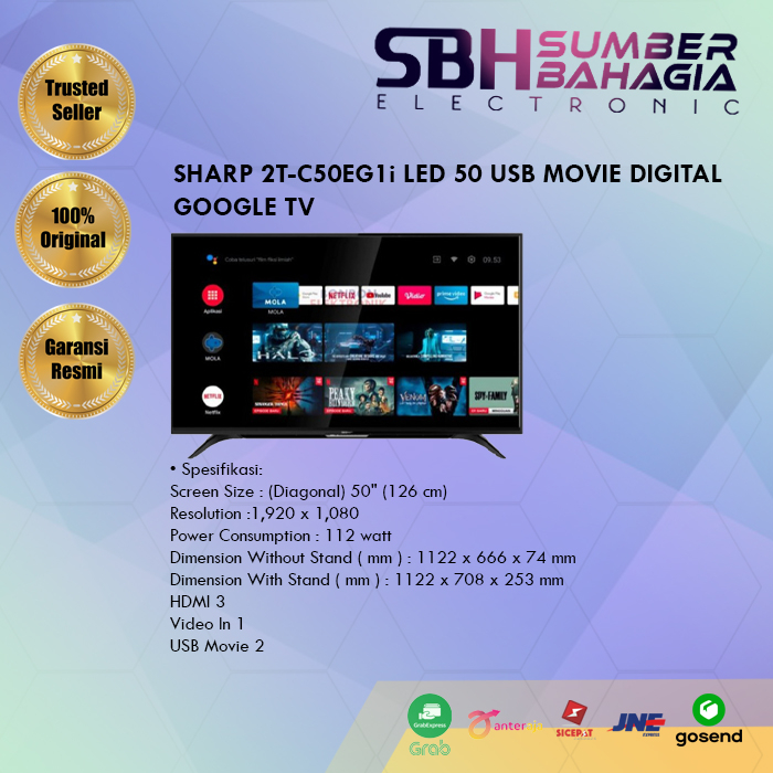 Jual SHARP 2T-C50EG1i LED 50 USB MOVIE DIGITAL GOOGLE TV (NEW)(KHUSUS ...