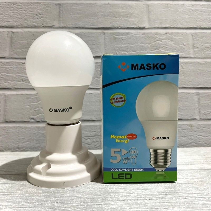 Jual MASKO LAMPU LED A BULB 5W CAHAYA PUTIH SWABALLAST BERKUALITAS ...