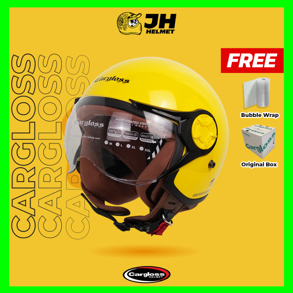Jual Helm Cargloss Retro Original YRH Hijab Solid Ferrari Yellow Glossy ...
