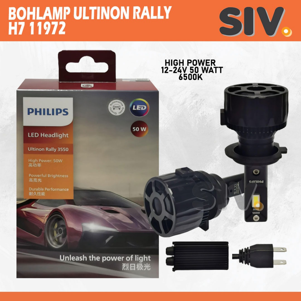 Jual Philips Ultinon Rally 3550 LED H7 6500K Bohlam Lampu Mobil Putih ...