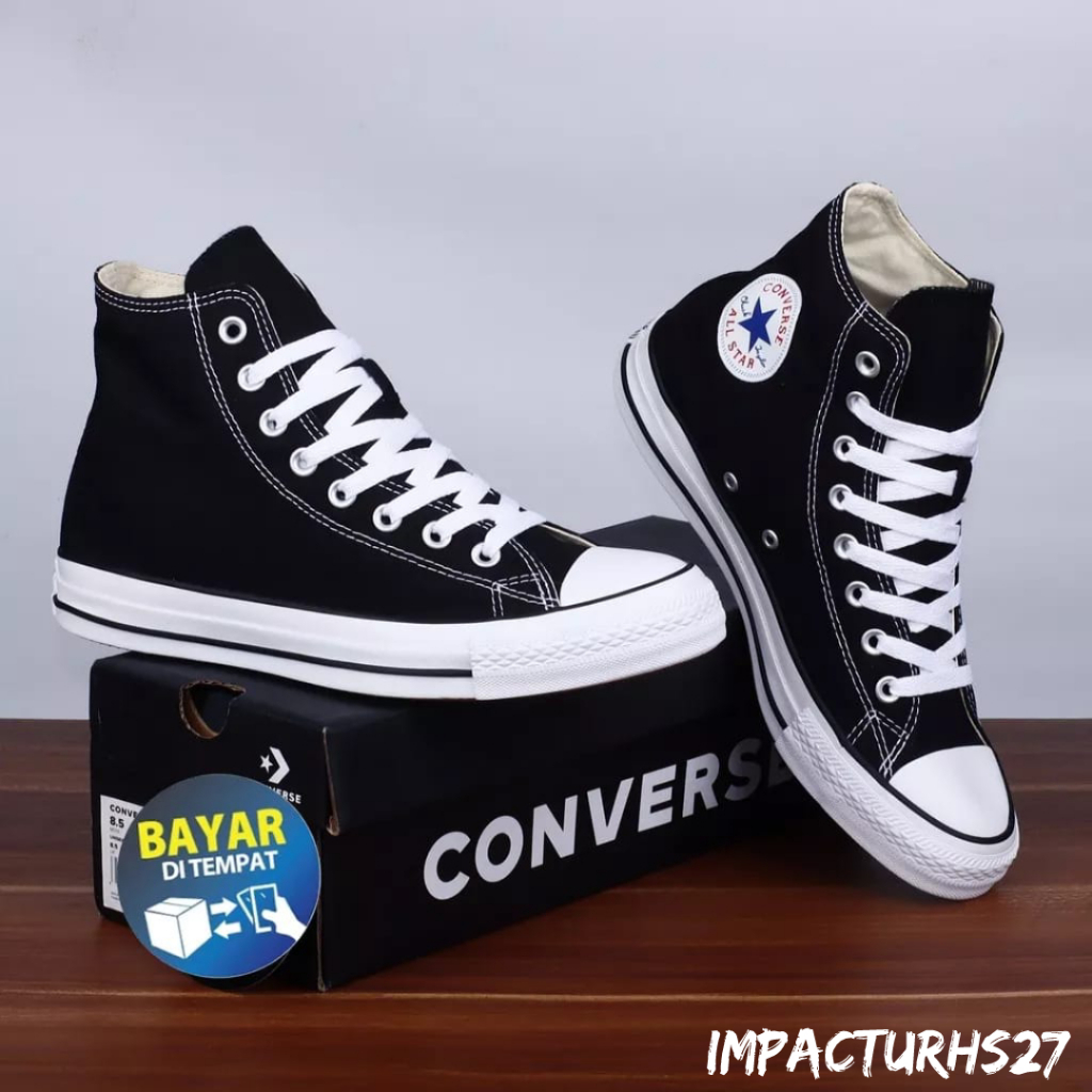 Jual Sepatu Sekolah Anak SD SMP SMA Converse Allstar Hitam Garis Putih ...