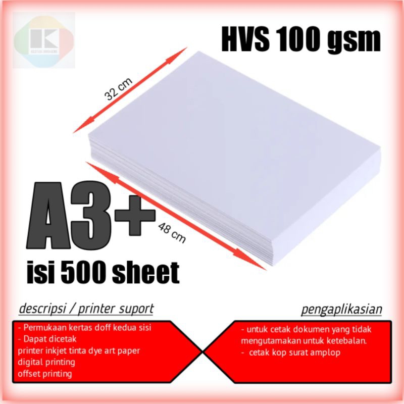 Jual kertas HVS 100 gsm A3 + (plus) isi 500 lembar kertas HVS A3 plus 32 x 48 cm | Shopee Indonesia