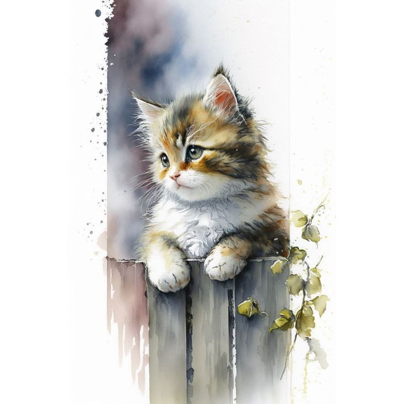 Jual poster/sticker laminasi glossy gambar lukisan kucing lucu imut ...