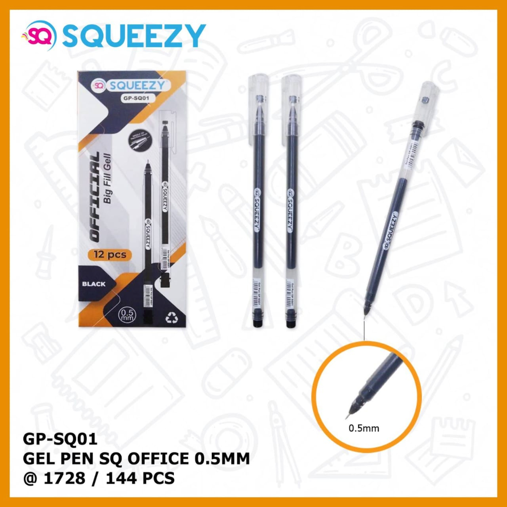 Jual Pulpen Big Fill Gel 0.5mm SQUEEZY GP-SQ01 (12pc) | Shopee Indonesia