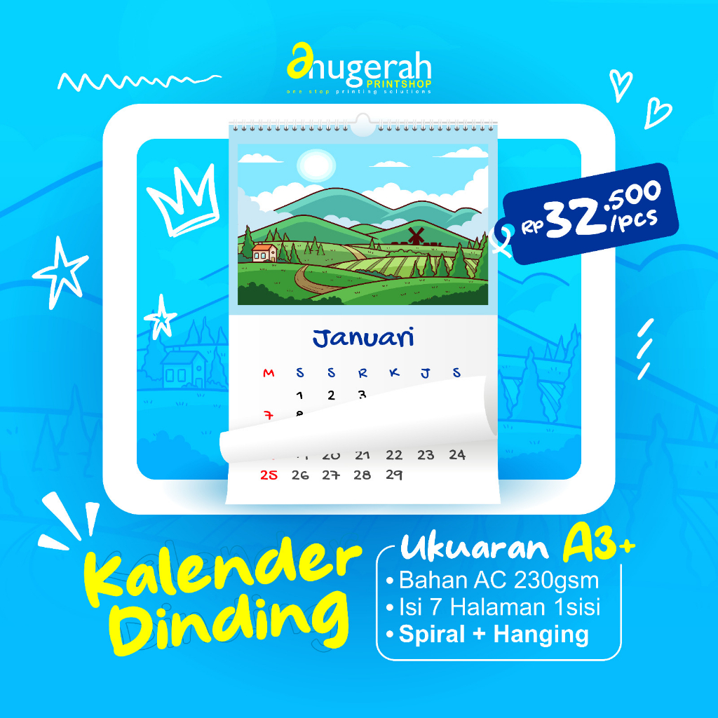 Jual Kalender Dinding 7 Lembar + hanger_Tanpa Laminating (Promo ...