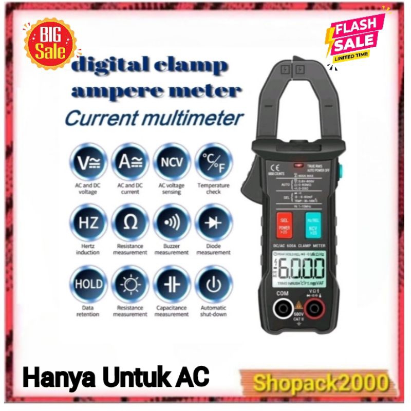 Jual tang digital smart clamp ampere meter AC capacitance otomatis auto ...
