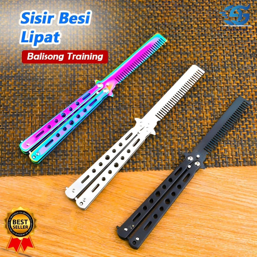 Jual Sisir Lipat Balisong Butterfly Knife Multifungsi Hair Comb ...