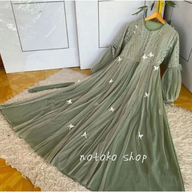 Jual Gamis Pesta Wanita Dewasa Motif Kupu-Kupu Bahan Brukat Mix Tile Terbaru | Shopee Indonesia