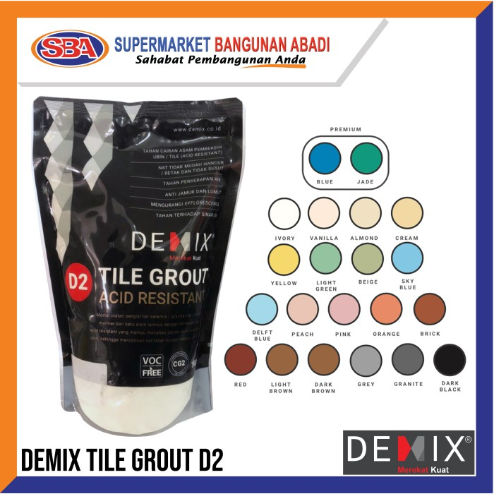 Jual SEMEN NAT DEMIX D2 TILE GROUT WATER REPELLENT ACID RESISTANT 1KG ...