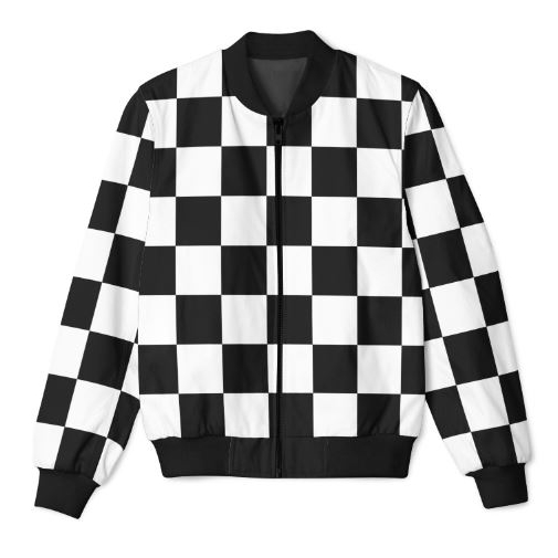 Jual Jaket Hitam Putih Kotak kotak // Jaket Bomber Motif Hitam Putih ...