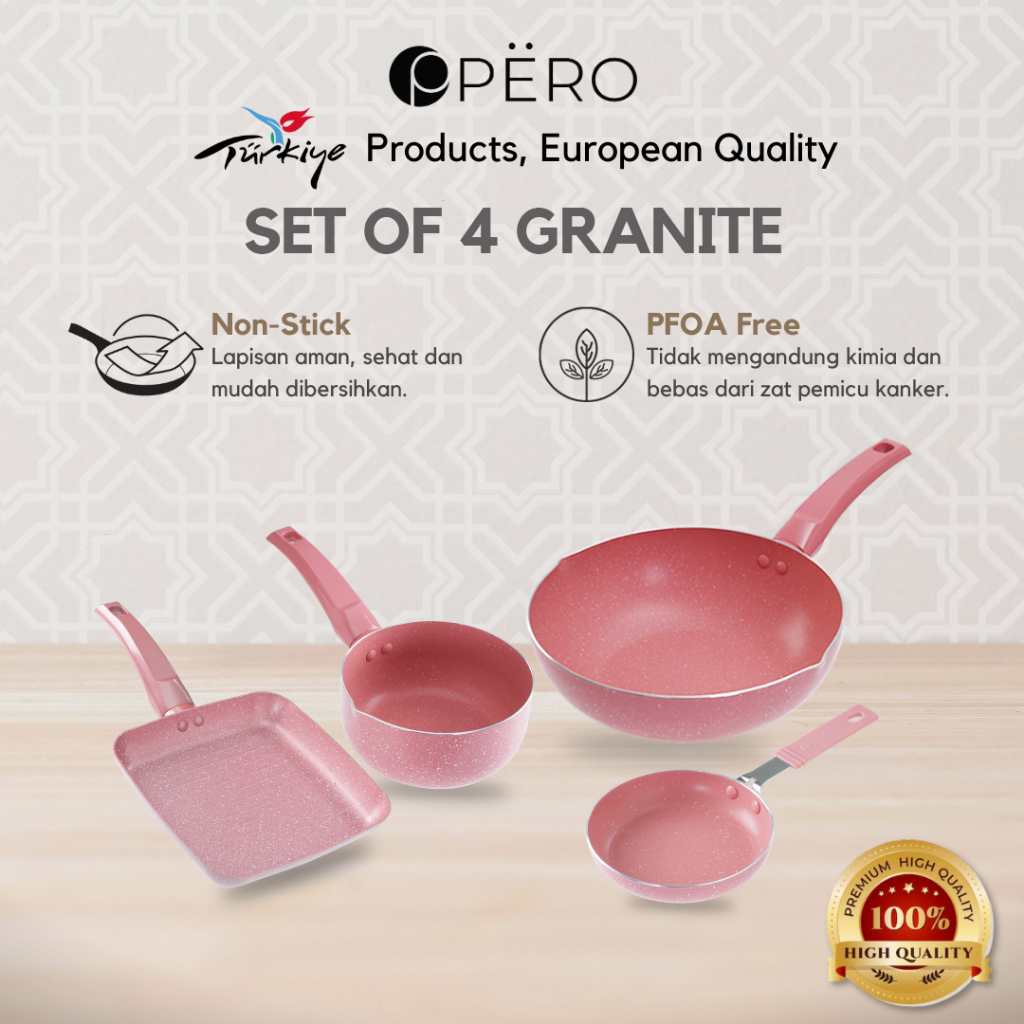 Jual Pero Set of 4 Wokpan 24cm, Mini Egg Pan 14cm, Grill Pan 20cm ...