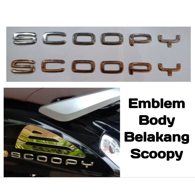 Jual Emblem stiker timbul tulisan scoopy terbaru silver dan gold logo ...