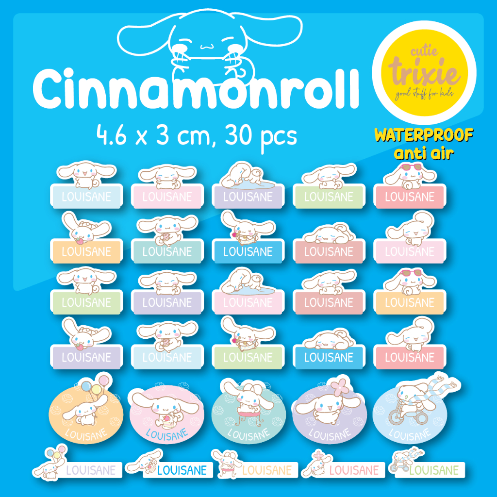 Jual Sticker label nama anak waterproof Cinnamonroll | Shopee Indonesia