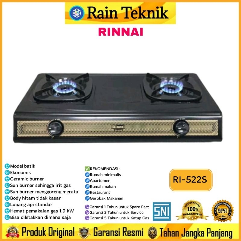 Jual Kompor Gas Rinnai RI-522S (2 Tungku) / Kompor Gas Rumah Rinnai RI- 522S / Kompor Gas ...