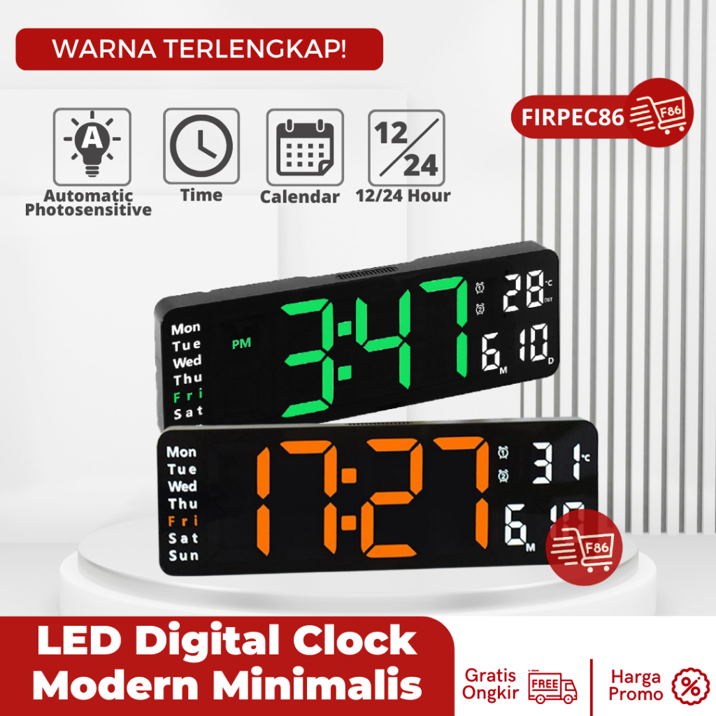 Jual Jam Meja Digital LED Besar Kalender Alarm Clock Weker Timer ...