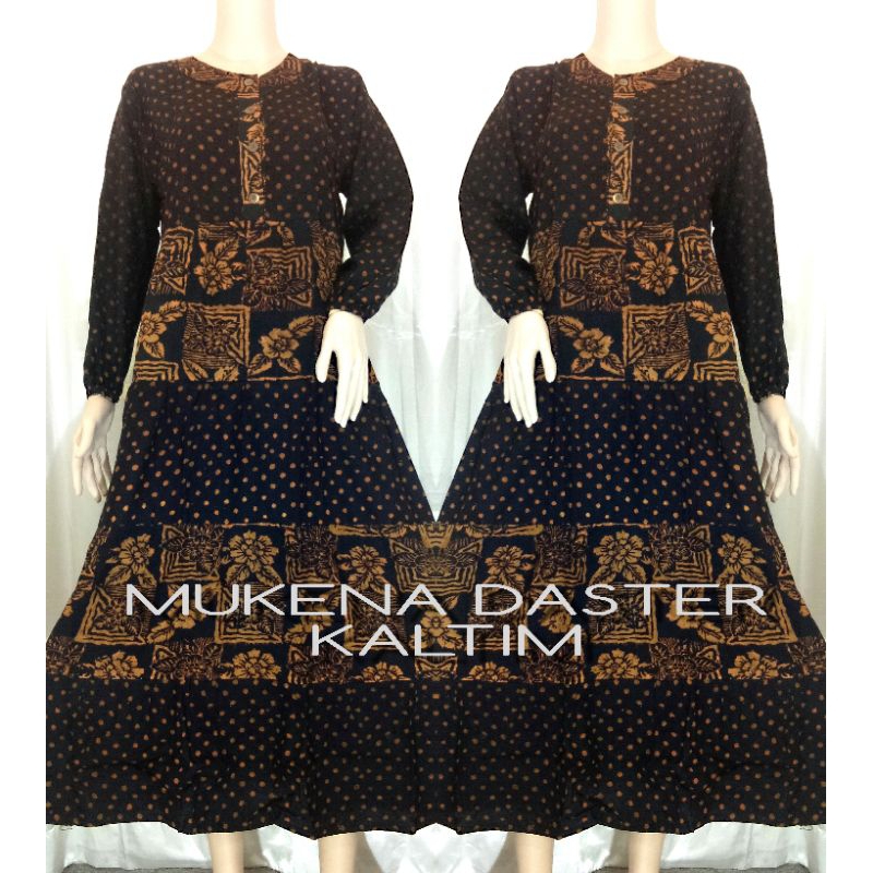 Jual KALTIM Dress Panjang Batik Cap Sogo Model Susun Kombinasi | Shopee ...