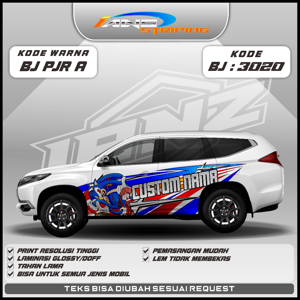 Jual BJ 3020- DECAL STICKER MOBIL PAJERO, FORTUNER, NEW PANTHER, TERIOS ...