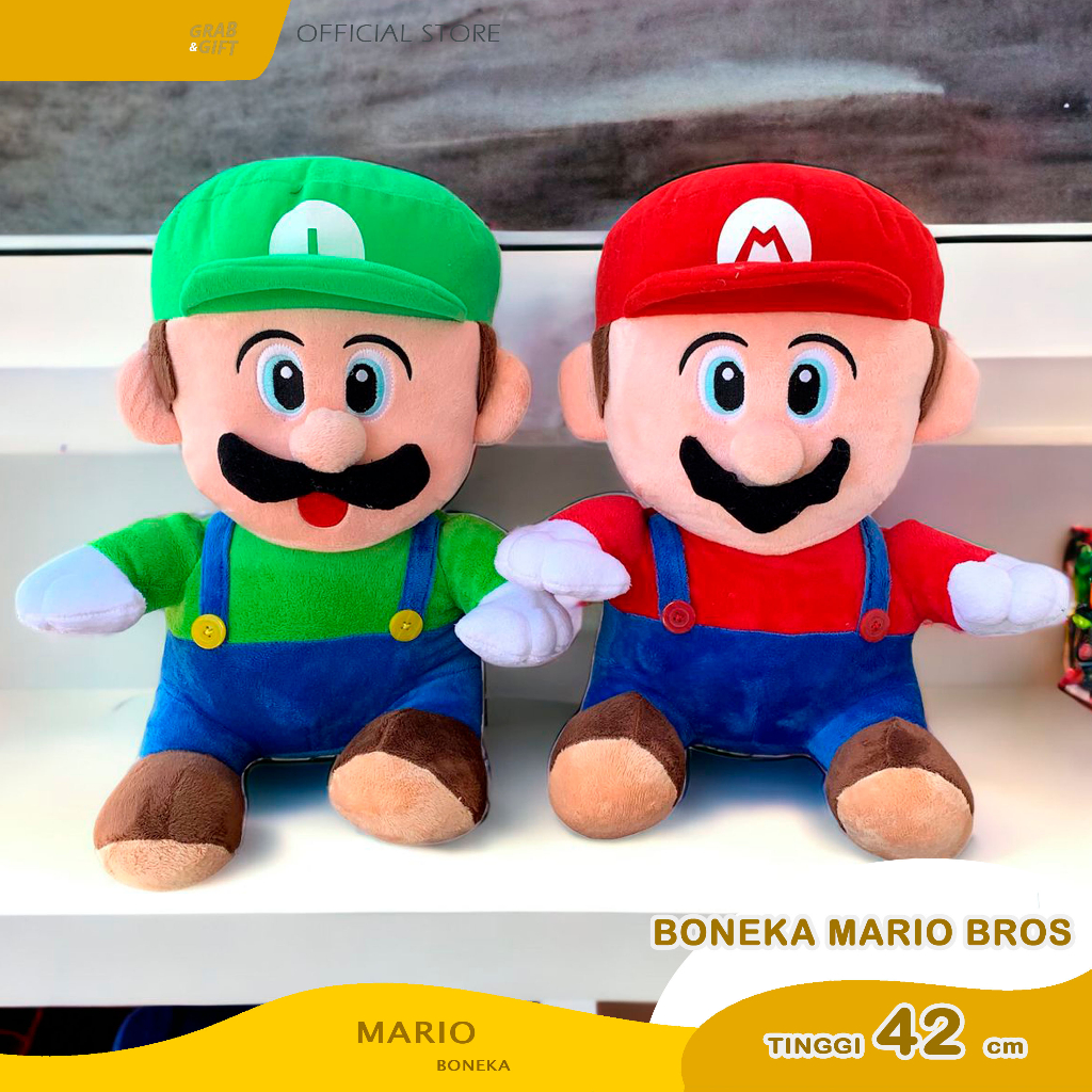 Jual Boneka Super Mario Bros and Luigi 42 cm Red Green BQ | Shopee ...