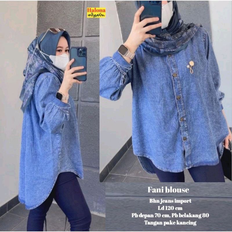 Jual Tunik Jeans Kemeja Blouse Denim Jin Atasan Wanita Kekinian ...