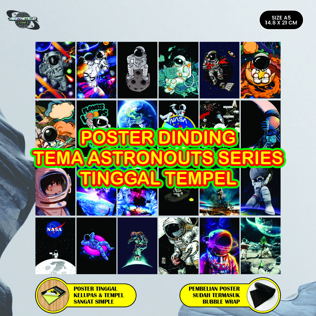 Jual Poster Sticker Dinding Dekorasi Kamar Aesthetic Tema Astronot ...