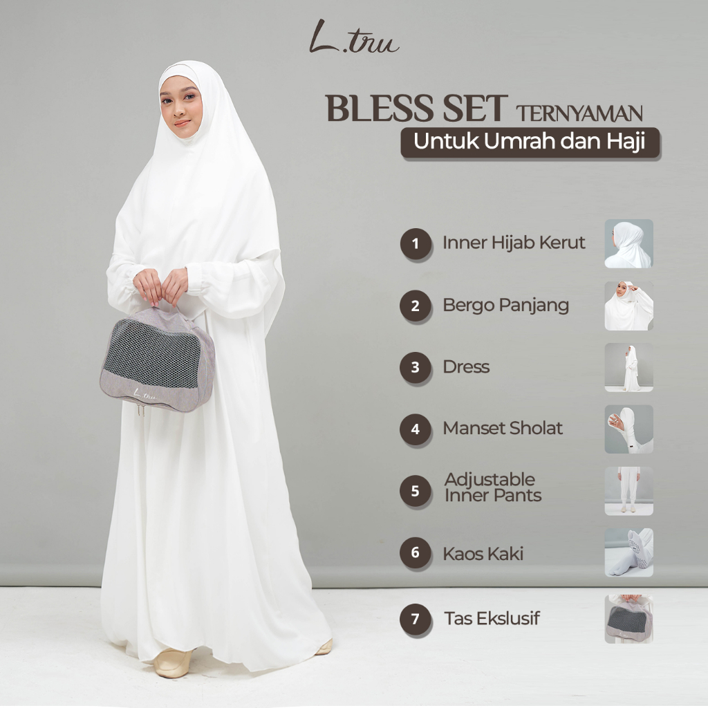 Jual L.tru - Set Lengkap Gamis Haji & Umroh Wanita | Pakaian Ihram ...