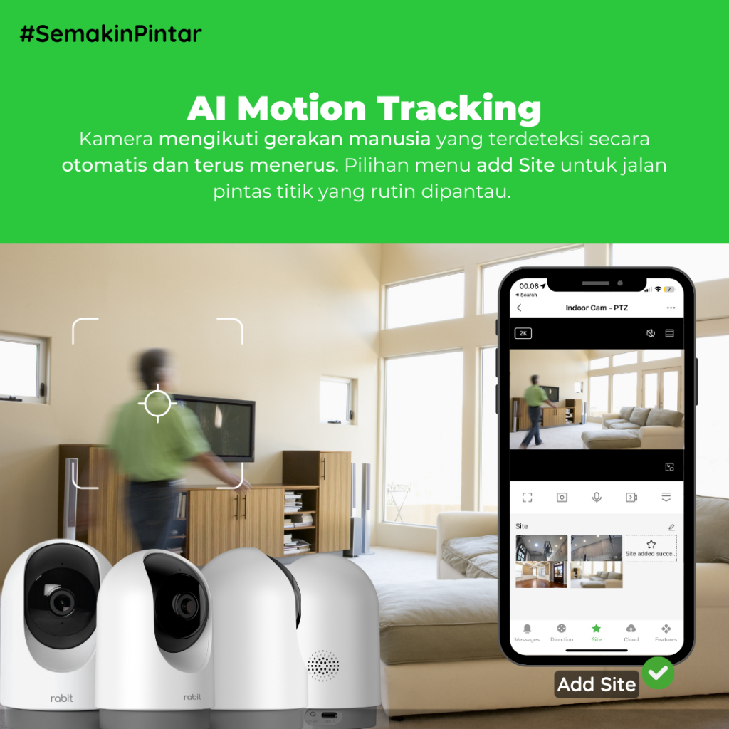 Jual RABIT Smart IP CCTV Camera Indoor 3 MP PTZ - AI Auto Tracking | Shopee Indonesia