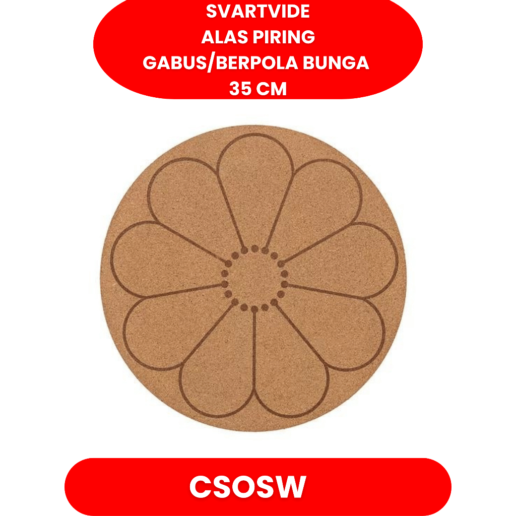 Jual Alas piring berbahan gabus berpola bunga ukuran 35 cm | Shopee ...